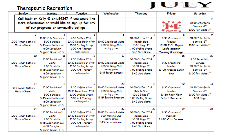 Therapeutic Recreation - Hotel Dieu Shaver